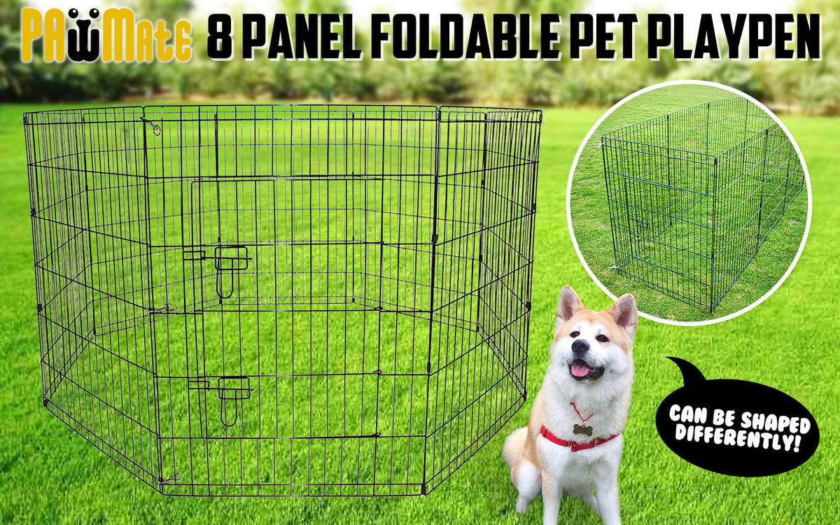 Pet Playpen Foldable Dog Cage 8 Panel 30in – Moondidley Pets